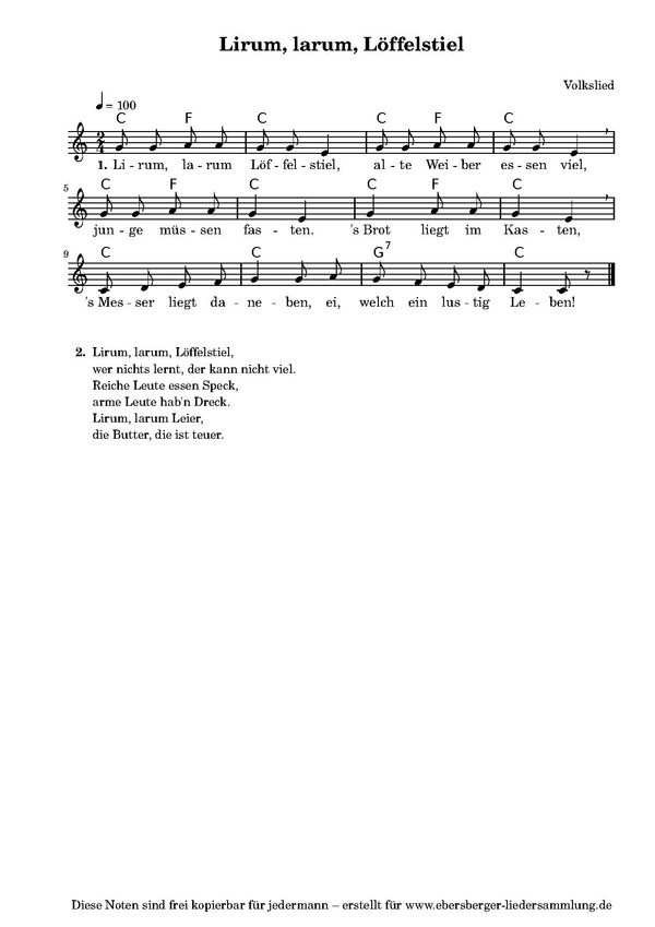 Lirum Larum Loffelstiel Text